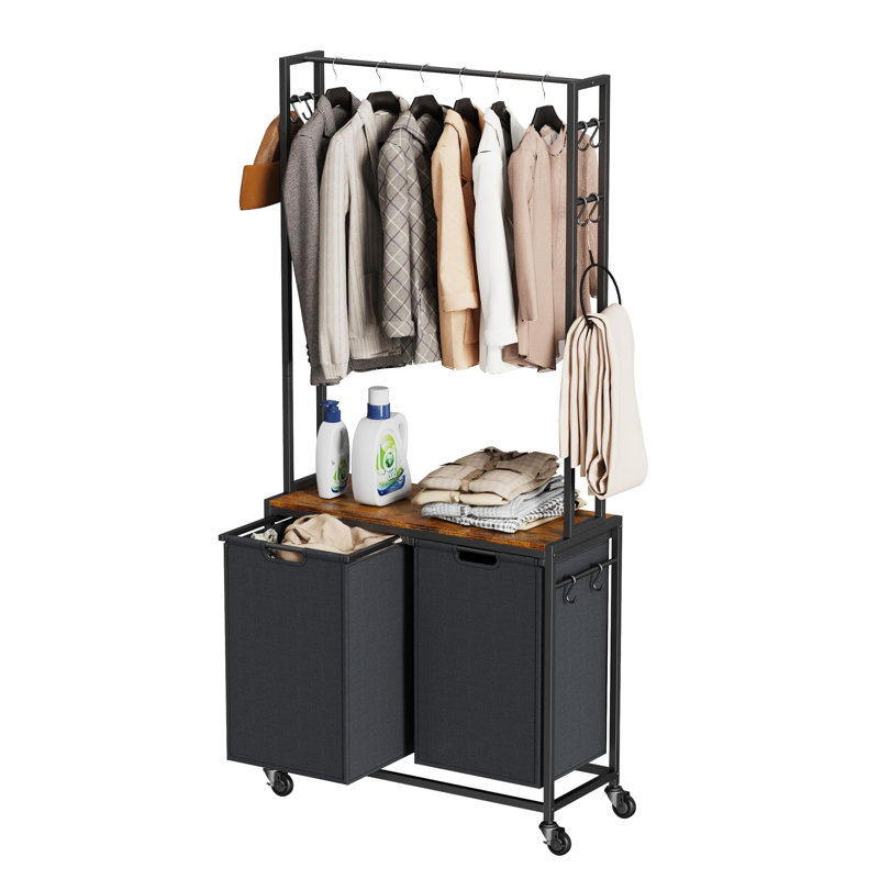 BTERAZ Metal Laundry Cart with Wheels | Wayfair