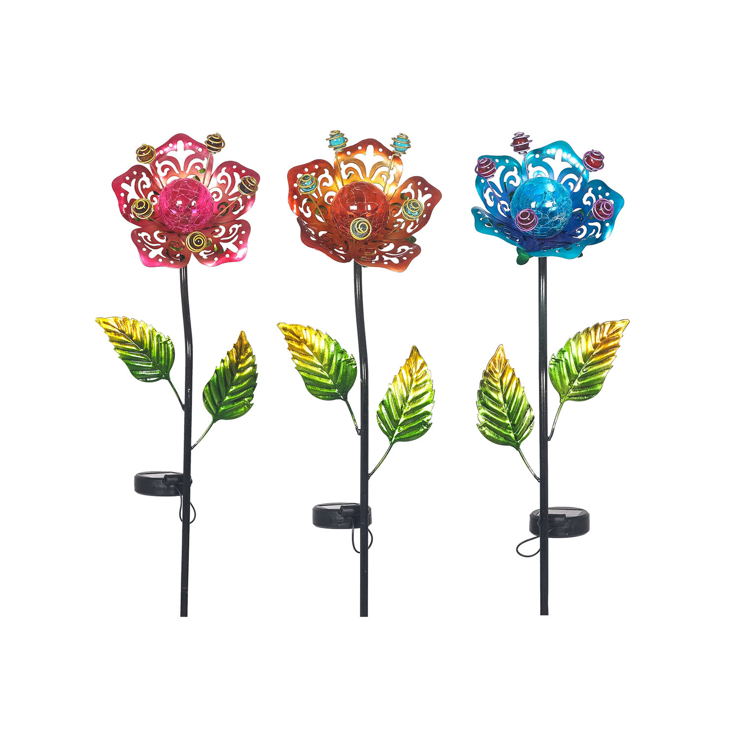 Asense Blue/Pink/Green Solar Powered Integrated LED Pathway Light ...