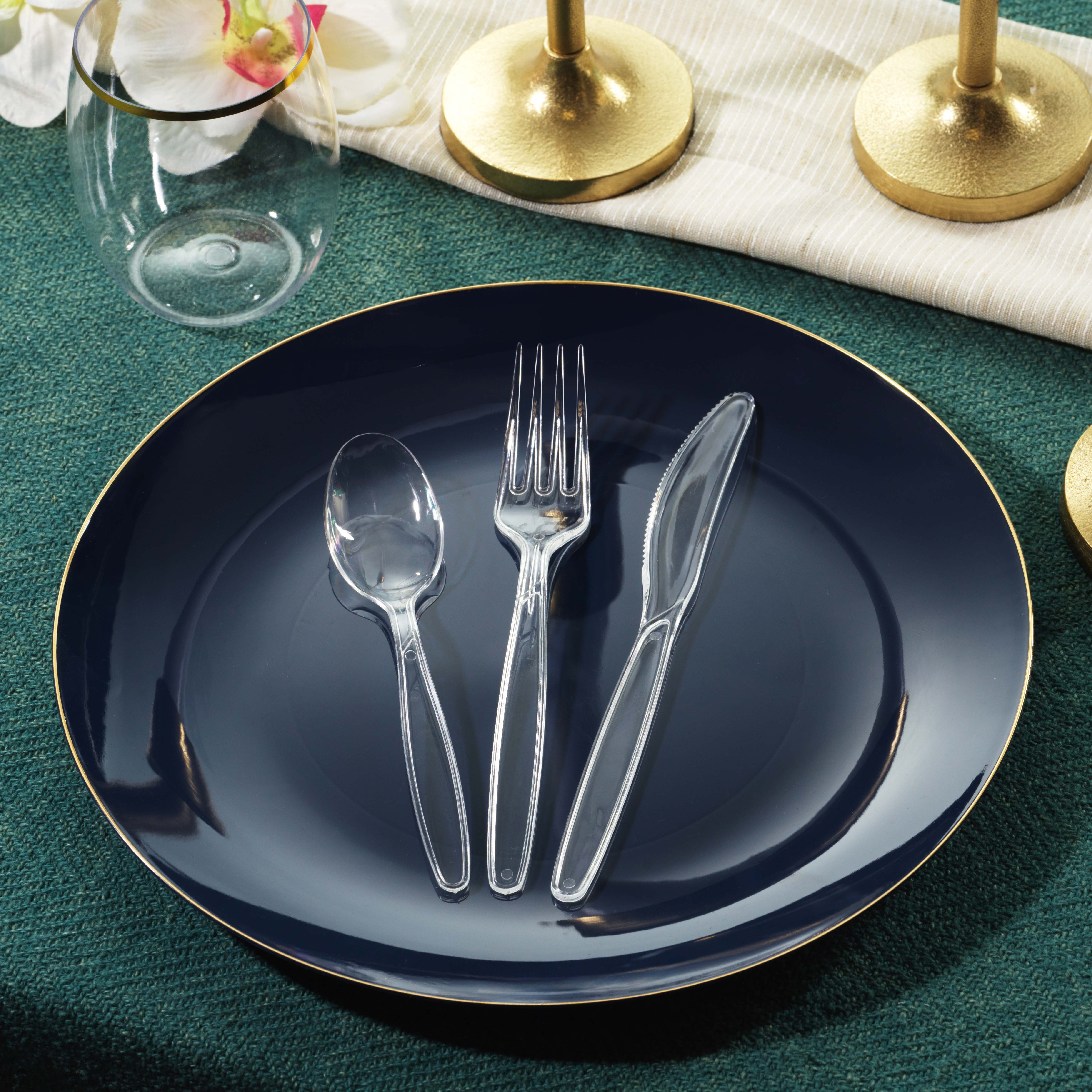 Munfix Disposable Plastic Flatware Set, 120 Clear Plastic Forks, 120 ...