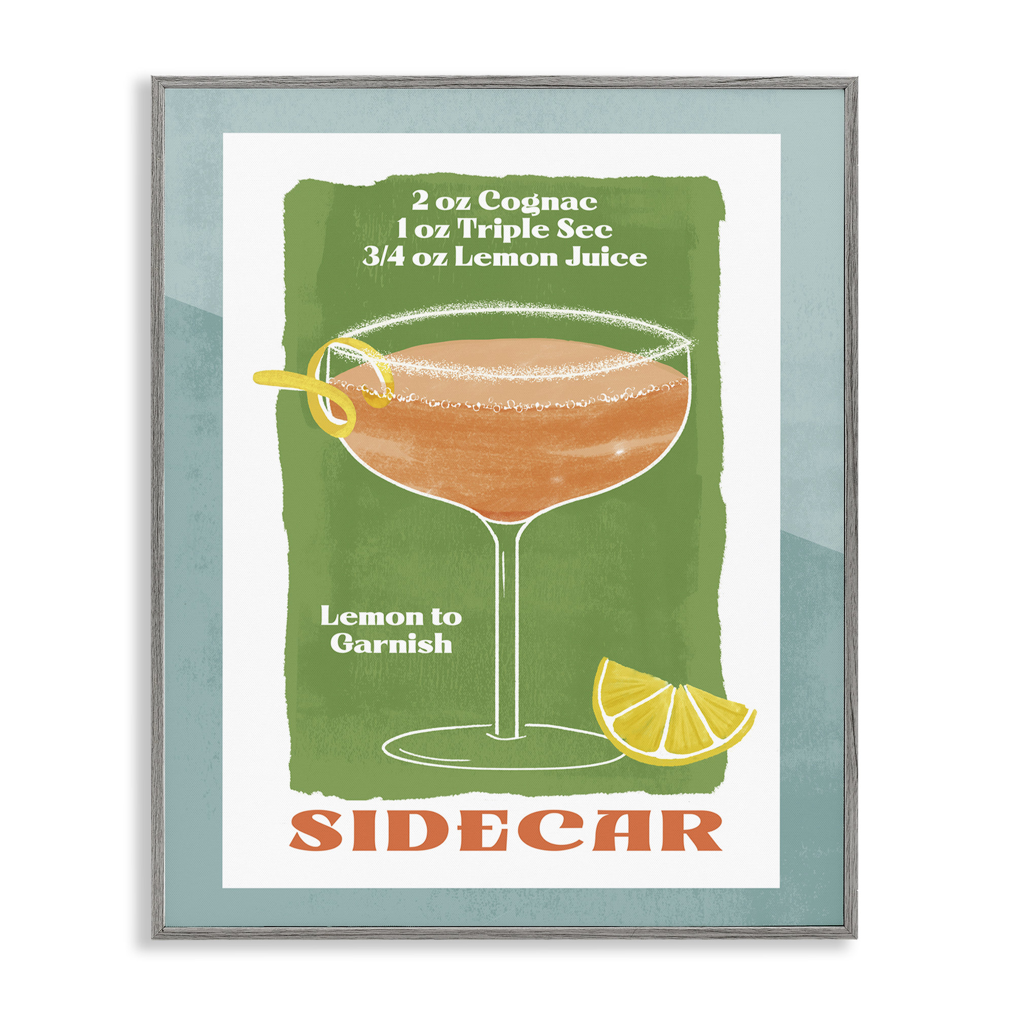 George Oliver Retro Sidecar Recipe Framed Giclee Art by Deane Beesley ...