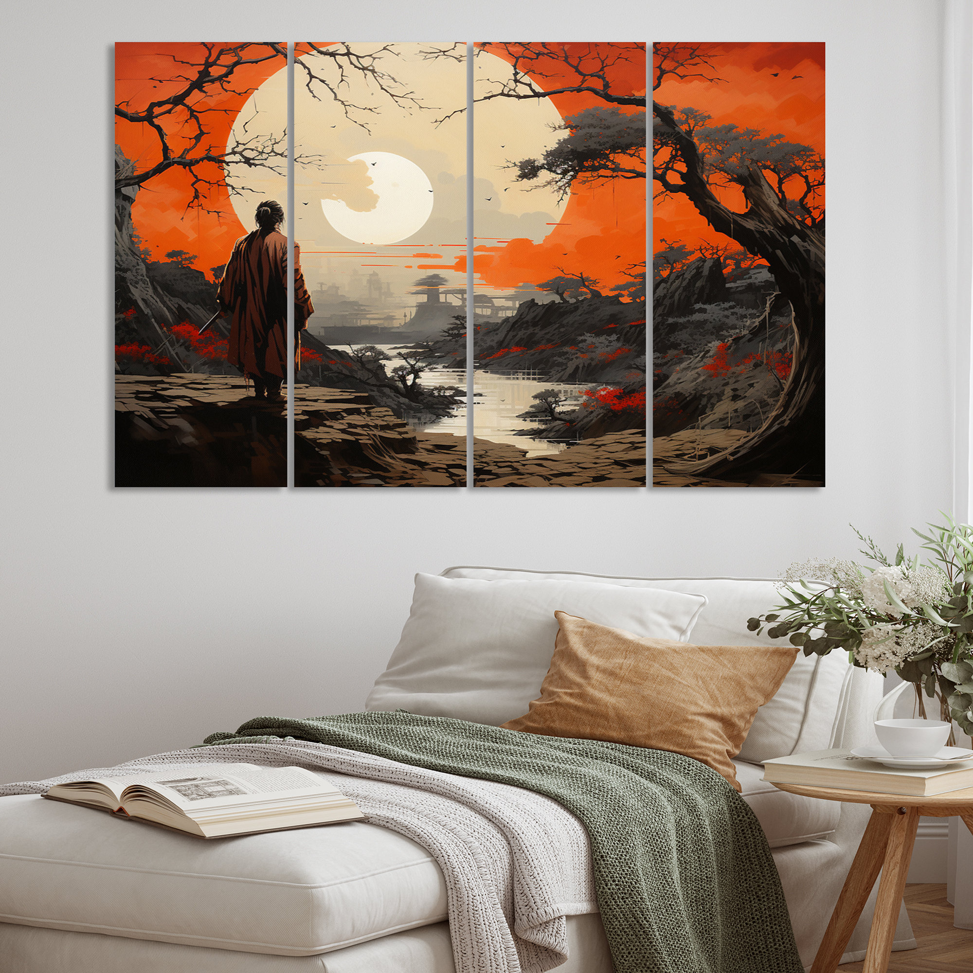 Design Art Asian Art Samurais Solitude III - Asian Art Wall Decor - 4 ...
