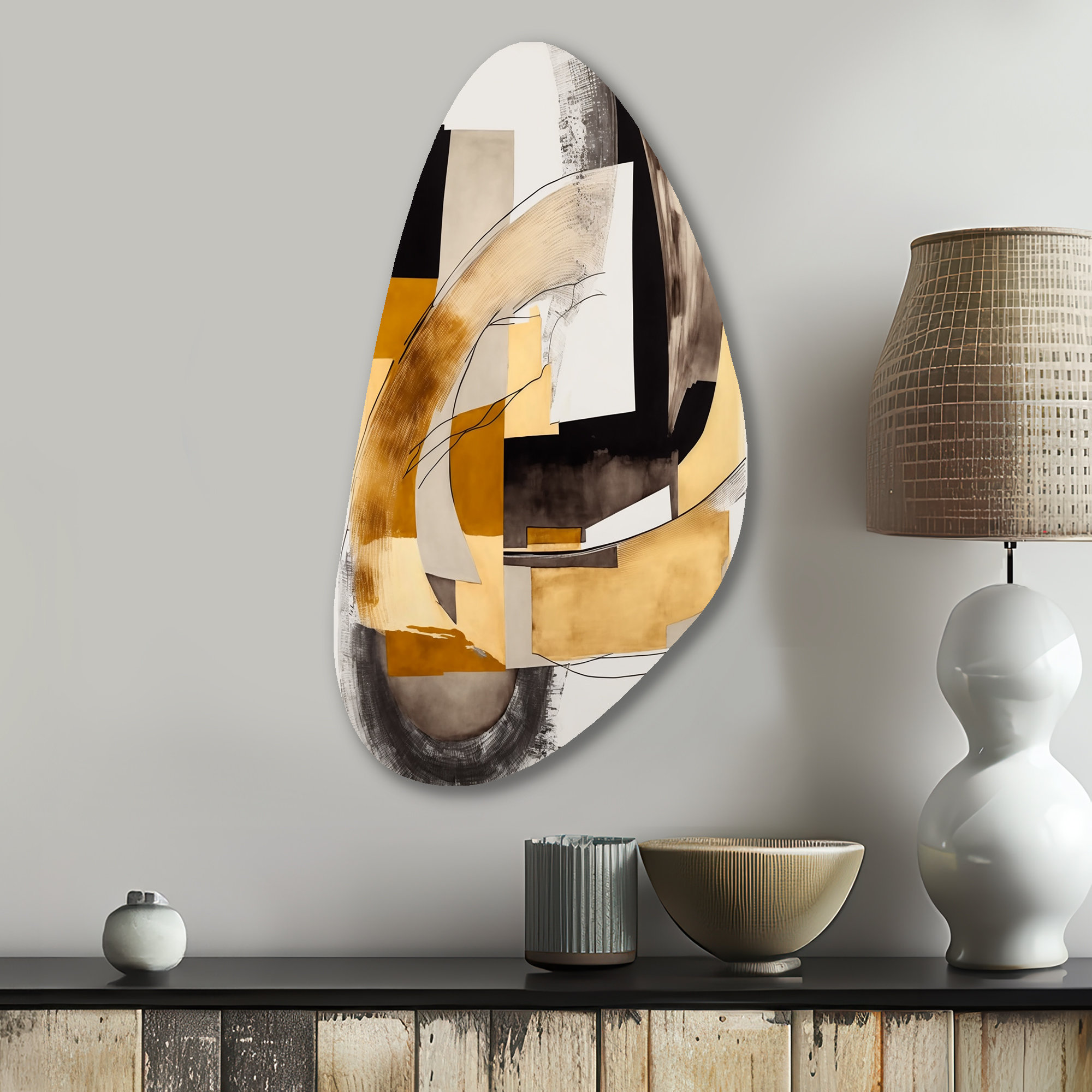 East Urban Home Glam Art Deco Abstract IV - Abstract Asymmetrical Metal ...