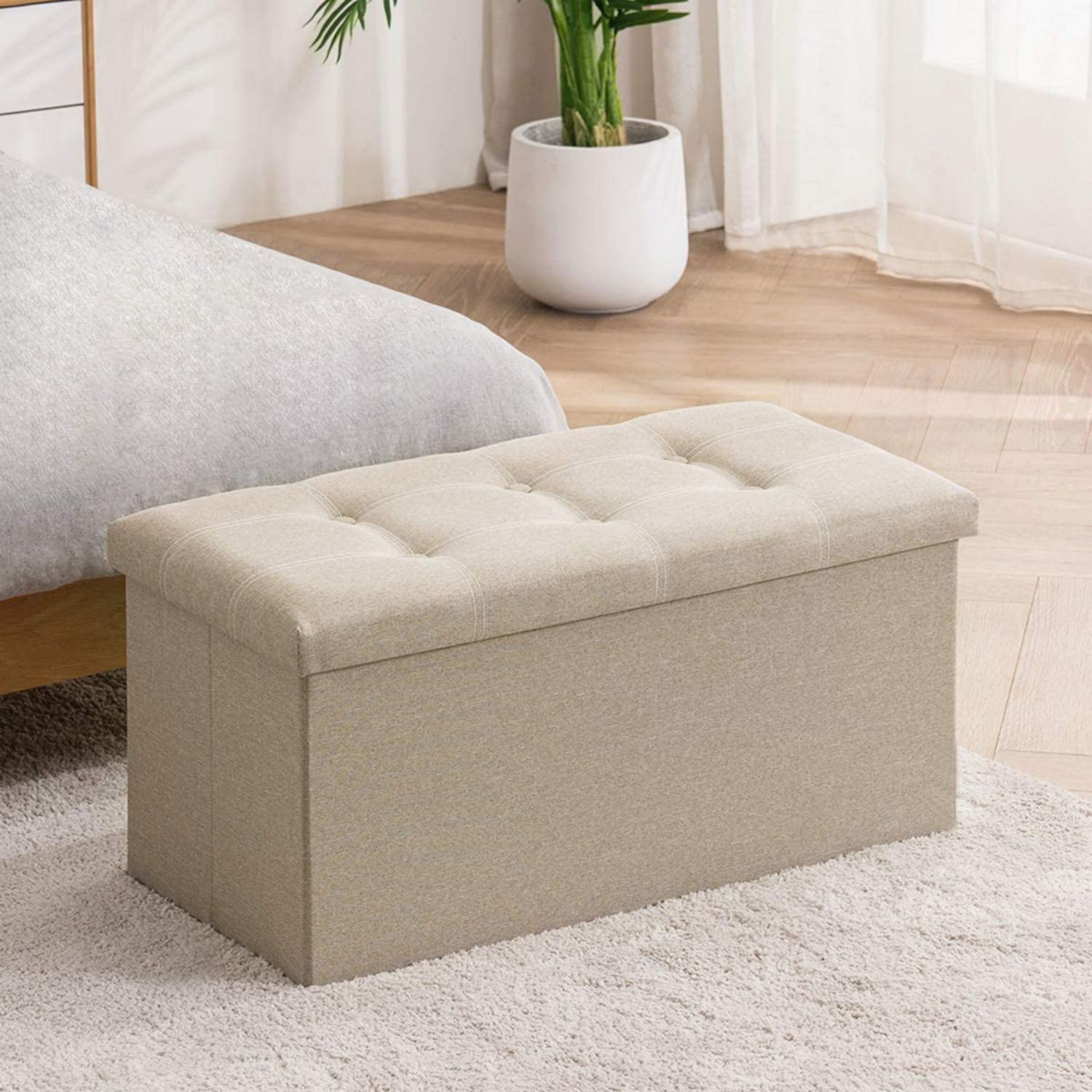 Latitude Run® Folding Storage Ottoman Bench For Living Room, 30 Inch ...