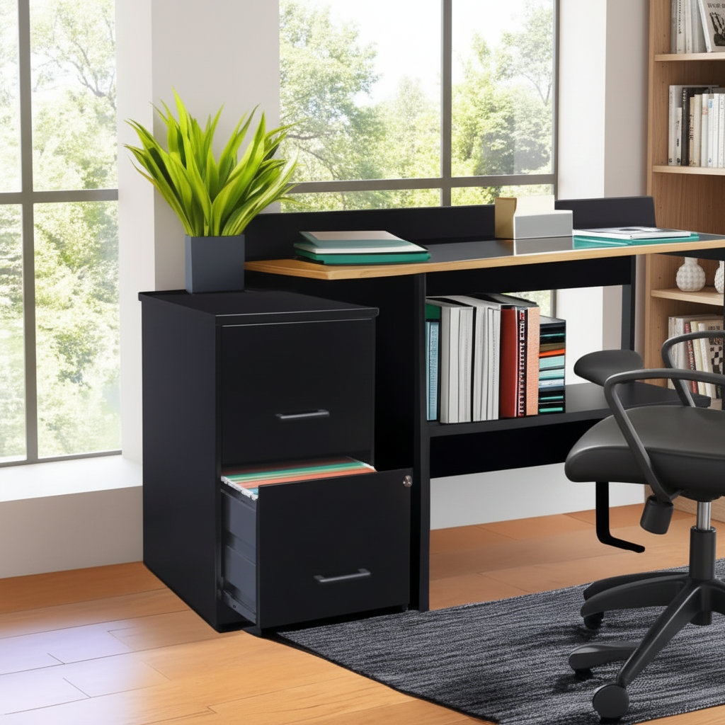 Wrought Studio Navy Blue Double-Drawer Filing Cabinet With Lock | Pre ...