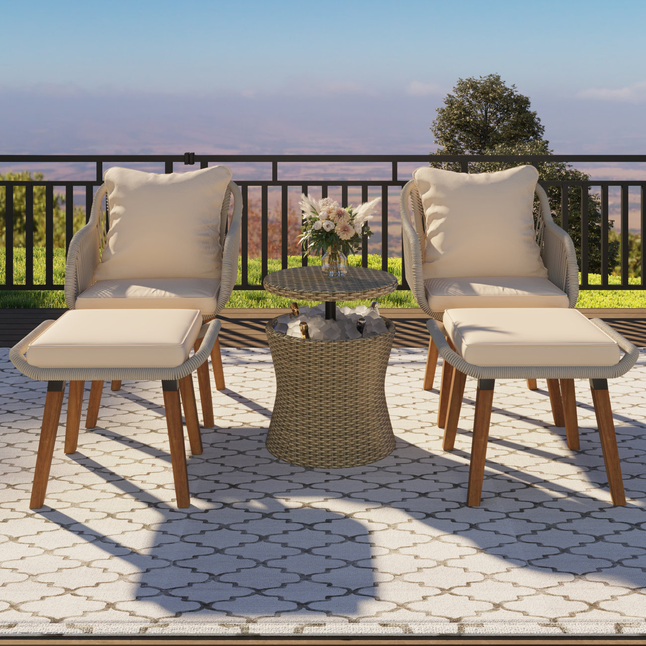 Latitude Run® 5 Pieces Patio Furniture Chair Sets, Patio Conversation ...