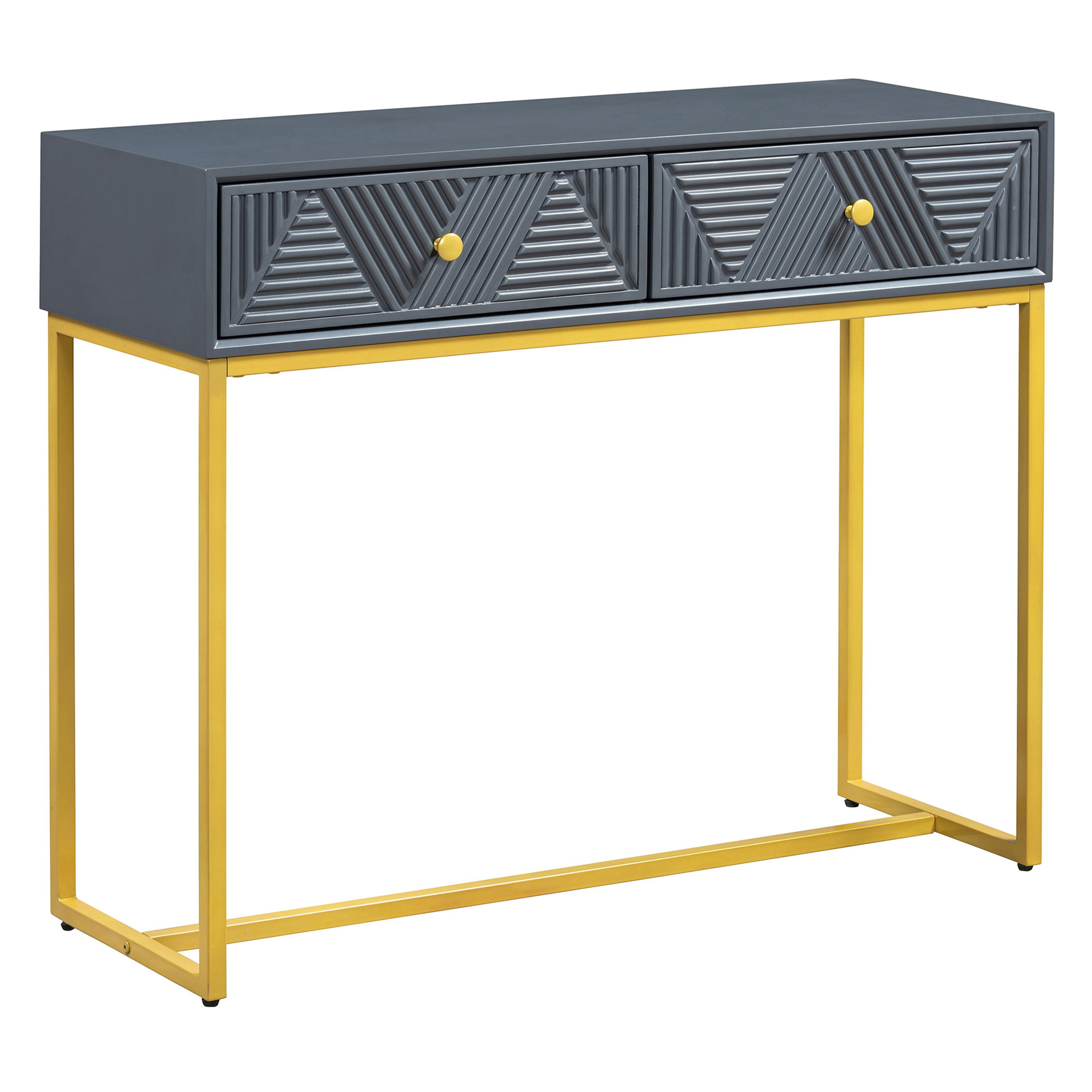 Everly Quinn Modern Sleek Console Table Two Drawers With Stripe Design ...