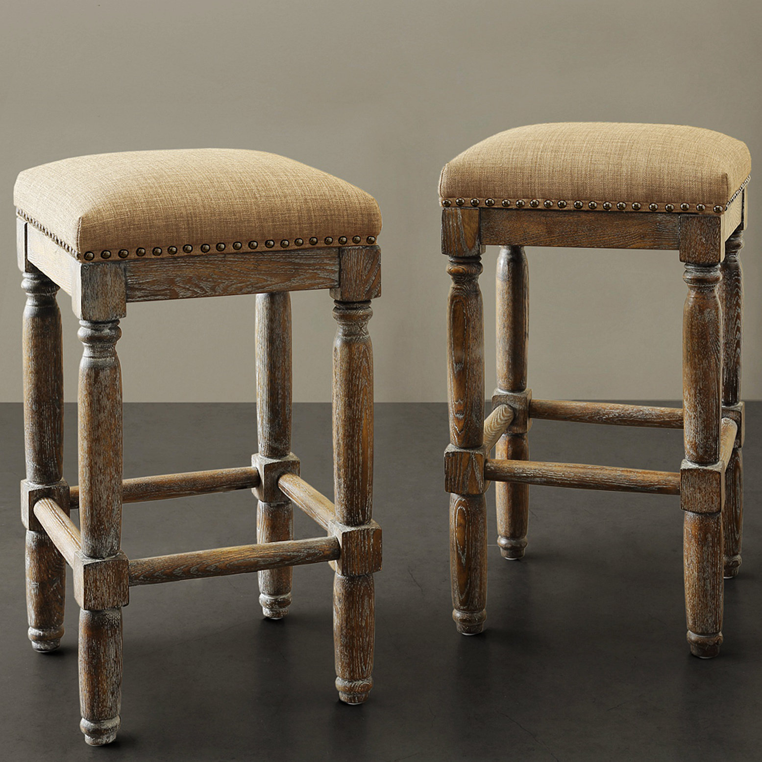 One Allium Way® Dhima 2 Pieces Mid Century Unfinished 26 Counter Stools ...