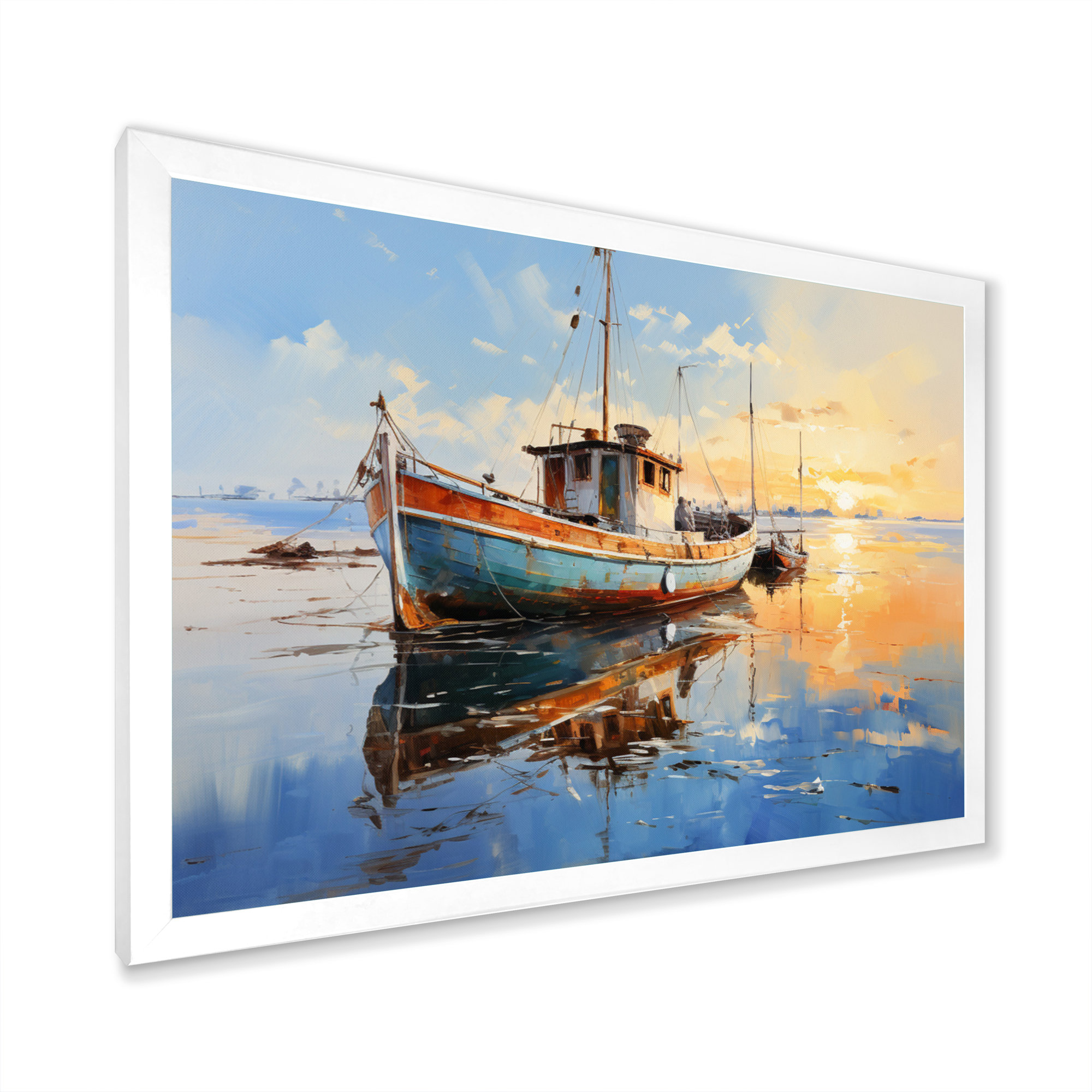 Breakwater Bay Boat Seascape Impression V - Transportation Canvas Wall ...