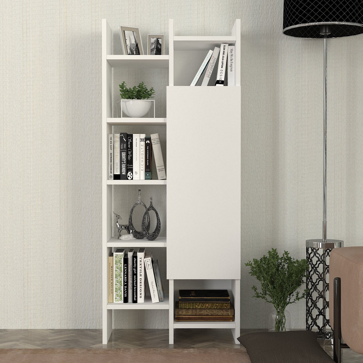Latitude Run® Mandell 51.18'' H x 21.73'' W Geometric Bookcase | Wayfair