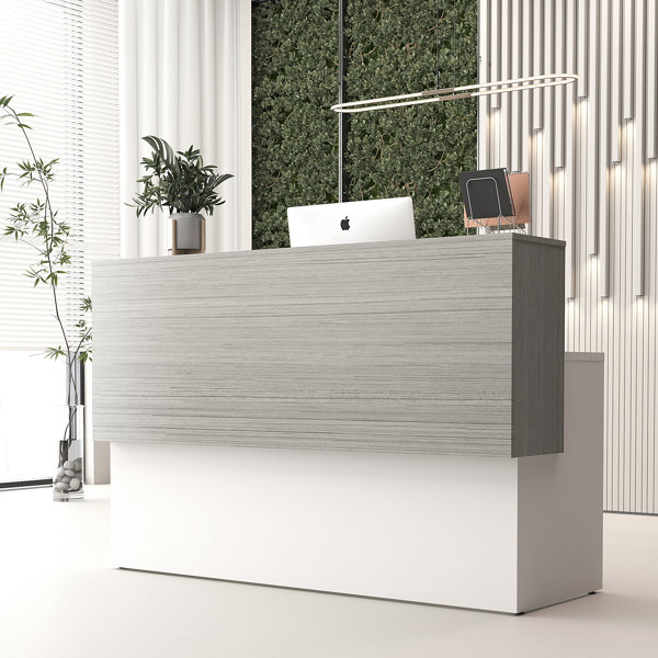Inbox Zero Nitzan Modern Manufactured Wood Reception Desk With Open ...