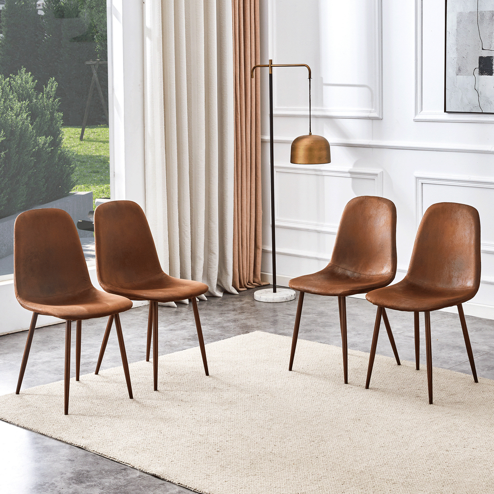 Corrigan Studio Set Of 4 Suede Backrest And Walnut Colour Transfer Legs ...