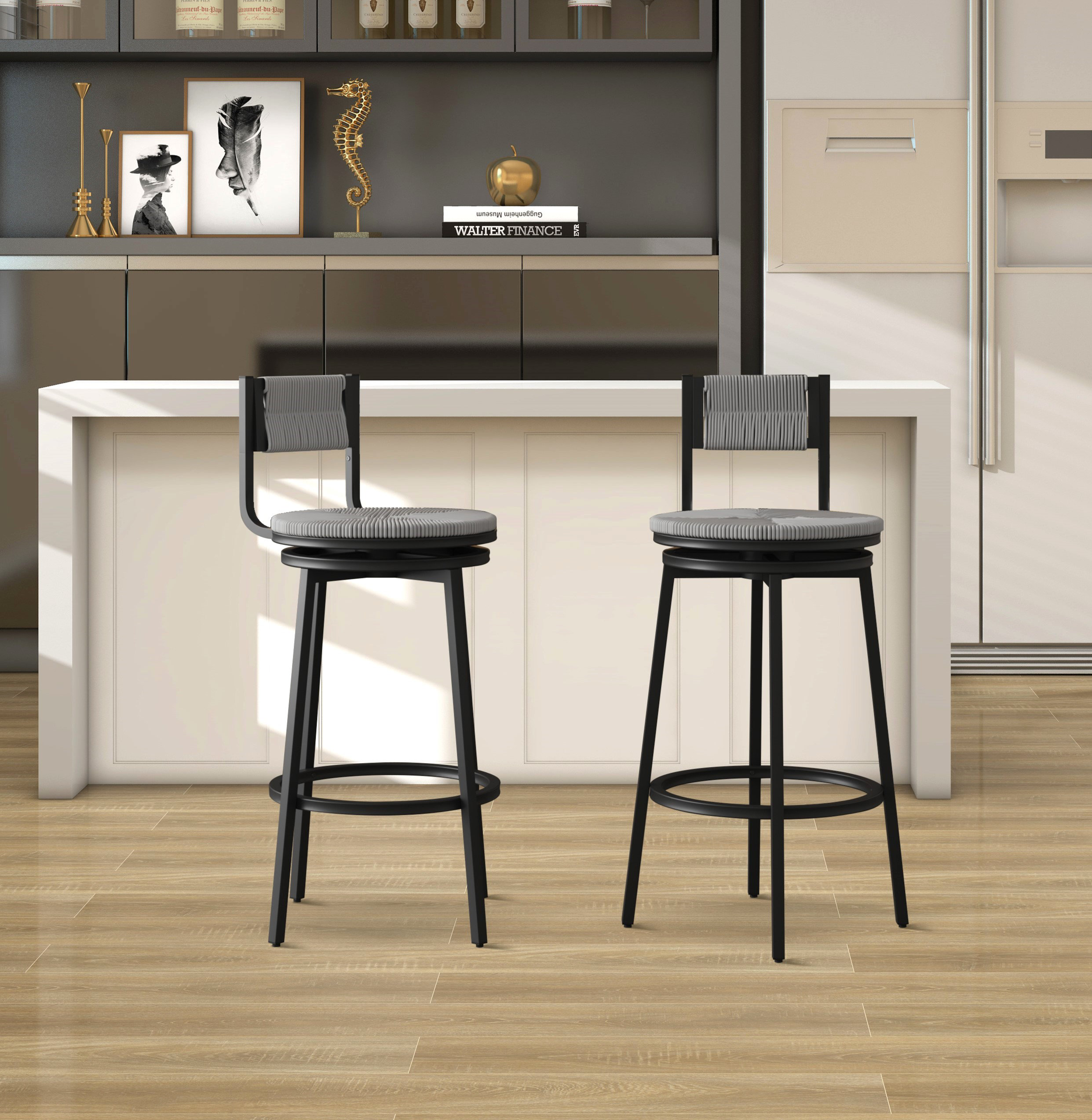 George Oliver 15.92" W Swivel Bar Stools Counter Chairs (Set Of 2 ...