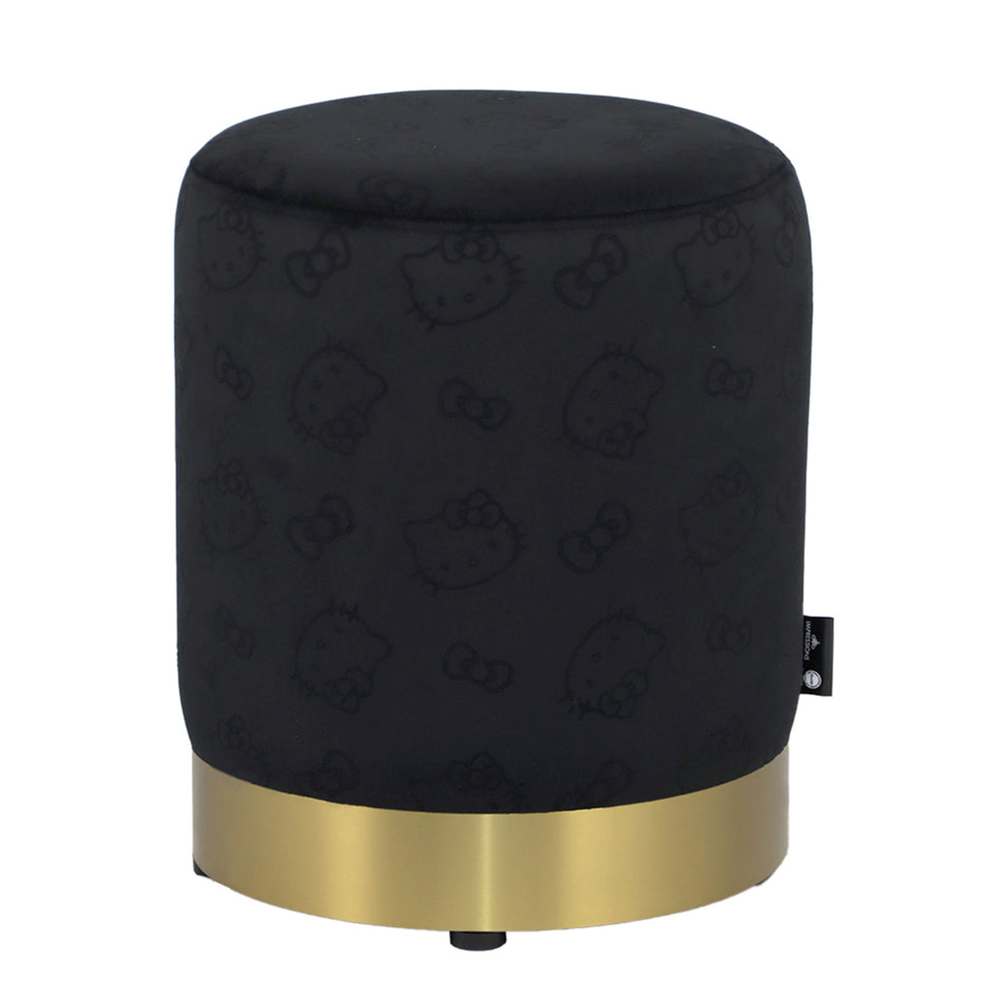 Mercer41 Hello Kitty Round Ottoman with Soft Velvet Seating, Gold Metal Base Cute Makeup Vanity ...