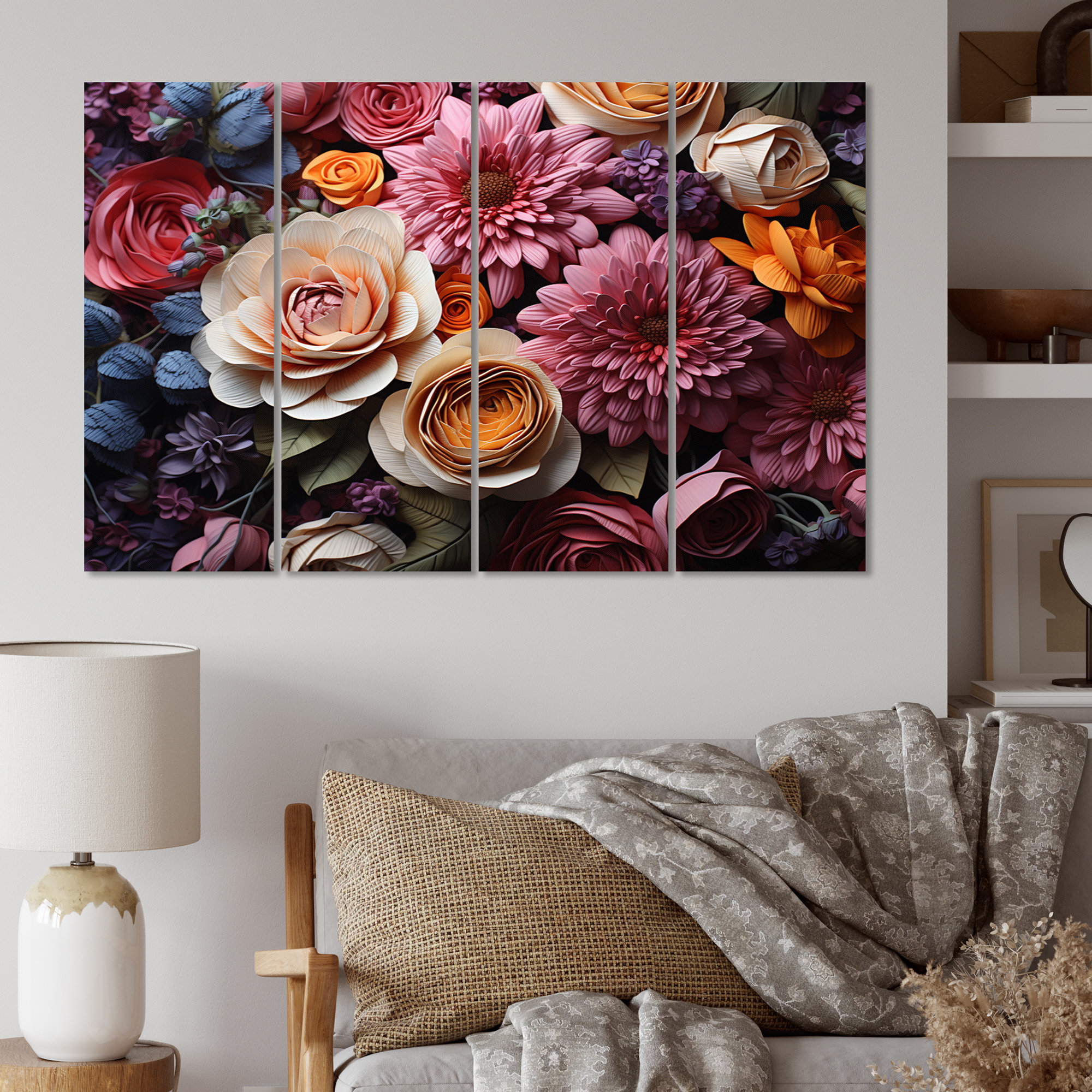 House of Hampton® Roses Rhapsody On Canvas 4 Pieces Print | Wayfair
