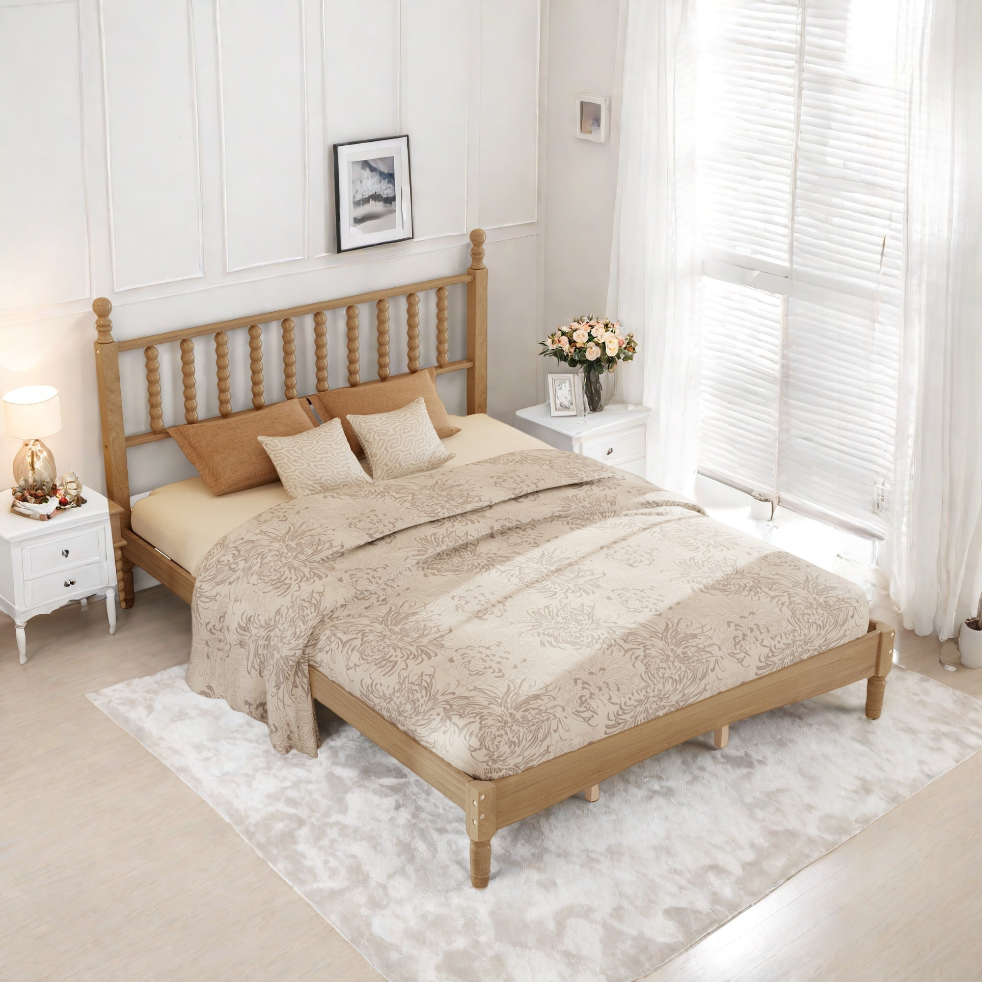 Latitude Run® Platform Bed With Gourd Shaped Headboard And Curved ...