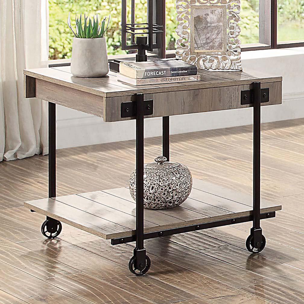 Williston Forge Industrial Style 1pc End Table Open Bottom Shelf ...