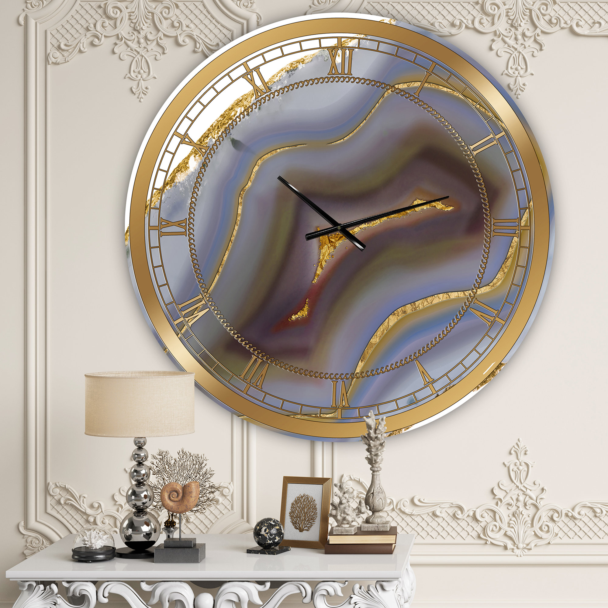 East Urban Home Golden Core Agate - Large Fashion Wall Clock & Reviews ...