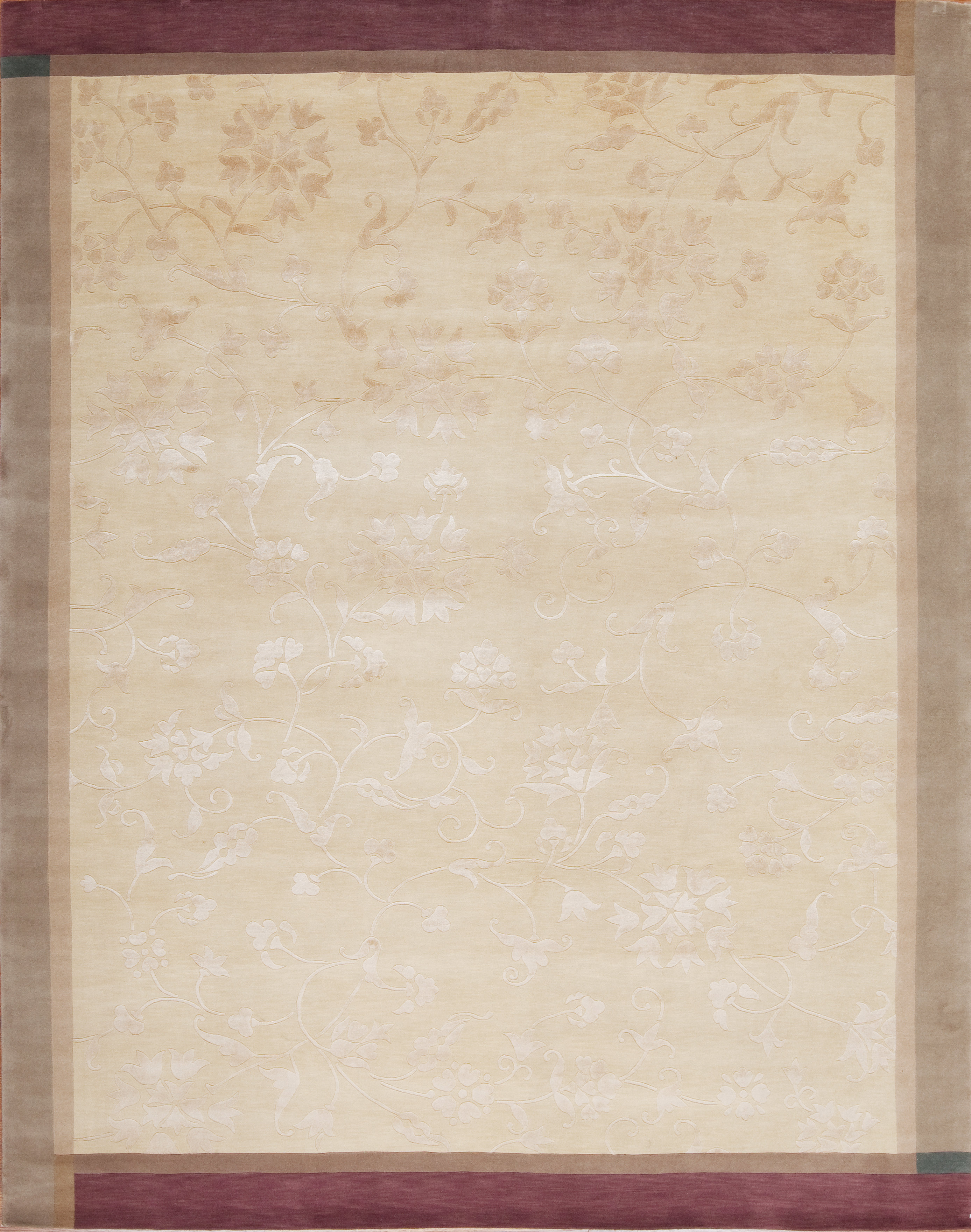 Samad Rugs Presidential Floral Hand-Knotted Light Gold Area Rug | Wayfair