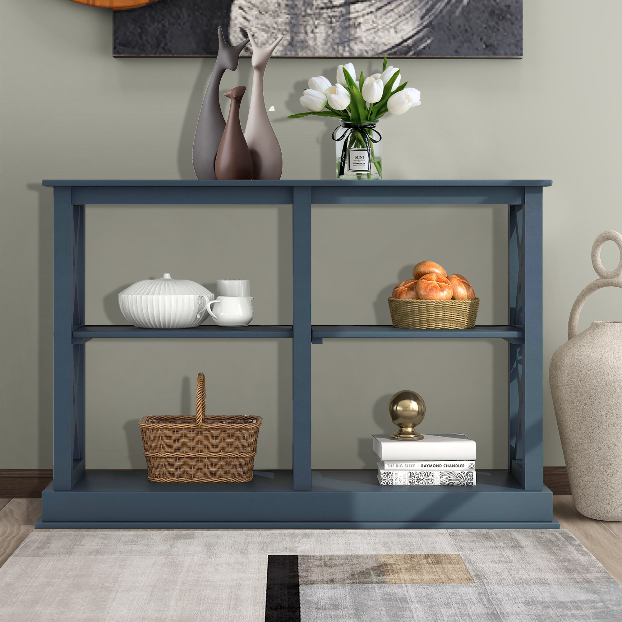 Breakwater Bay Lize Classic Freestanding Wooden Console Table with Open ...