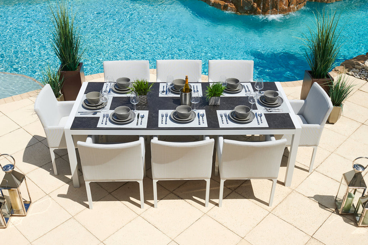 AKOYA Outdoor Essentials Milan Rectangular 8 - Person 90.5'' Long Dining Set with Cushions | Wayfair