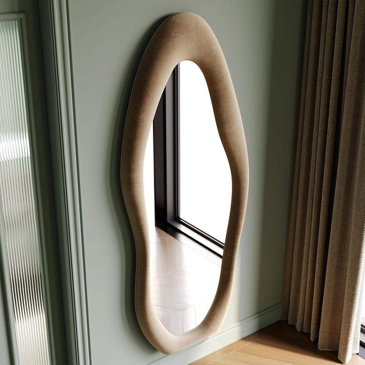 Metro Lane Full Length Mirror, 63" X 24" Wall Mirror, Flannel Wrapped ...