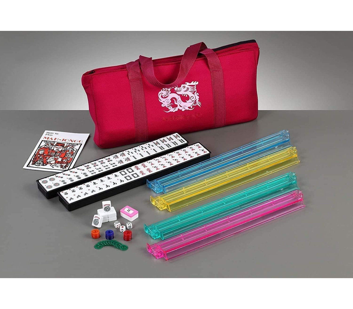 USA MJ TABLE American Mahjong Set 166 Tiles 4 All in One Pusher Rack ...