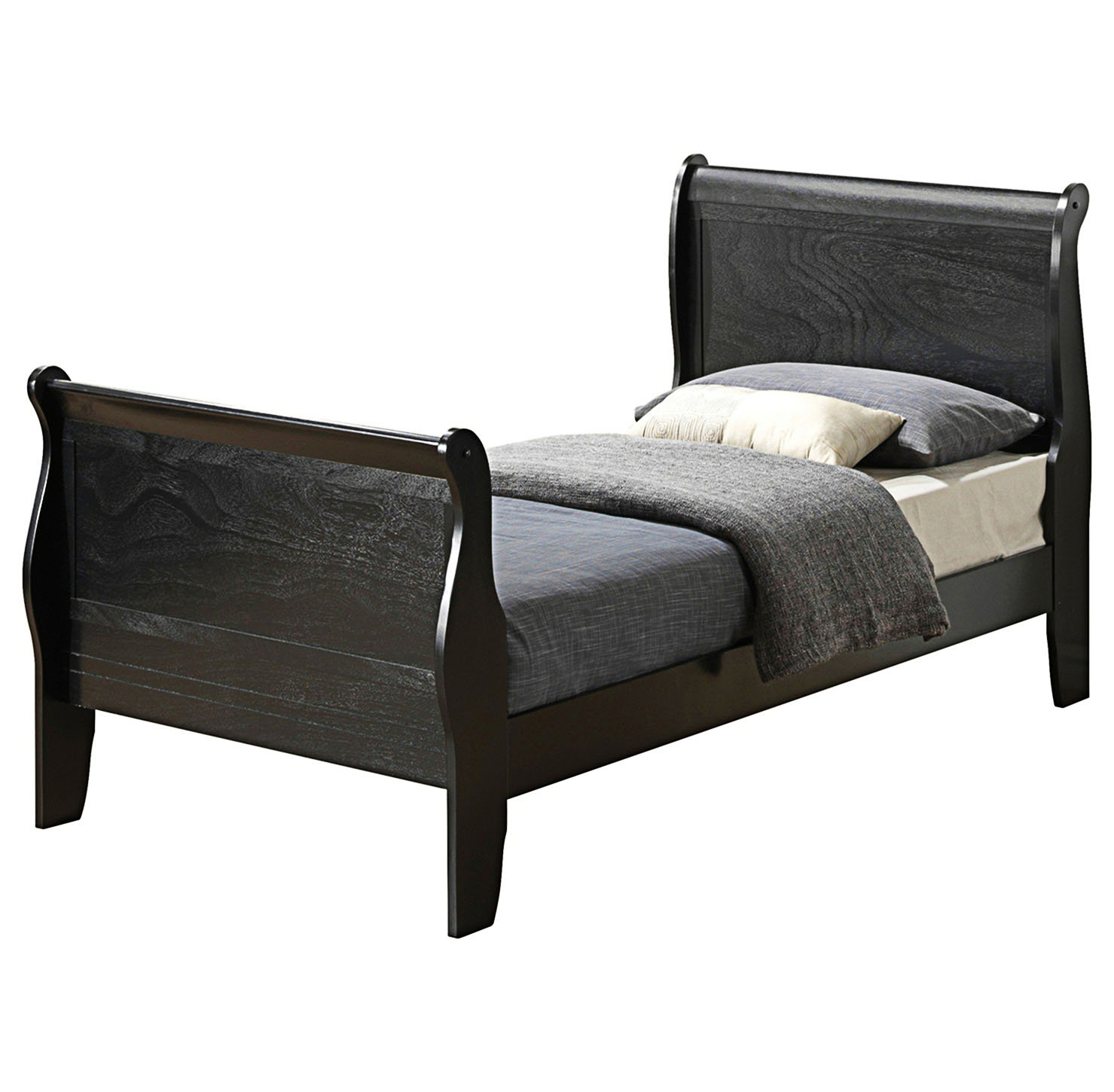 Alcott Hill® Classic Upholstered Panel Sleigh Bed Design Bed, Open ...
