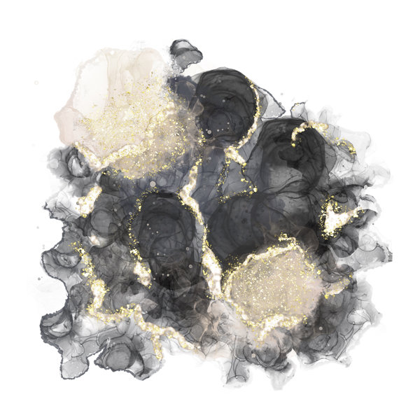 Metro Lane Sinead Black And Gold Swirls by Shekaka - Wrapped Canvas ...