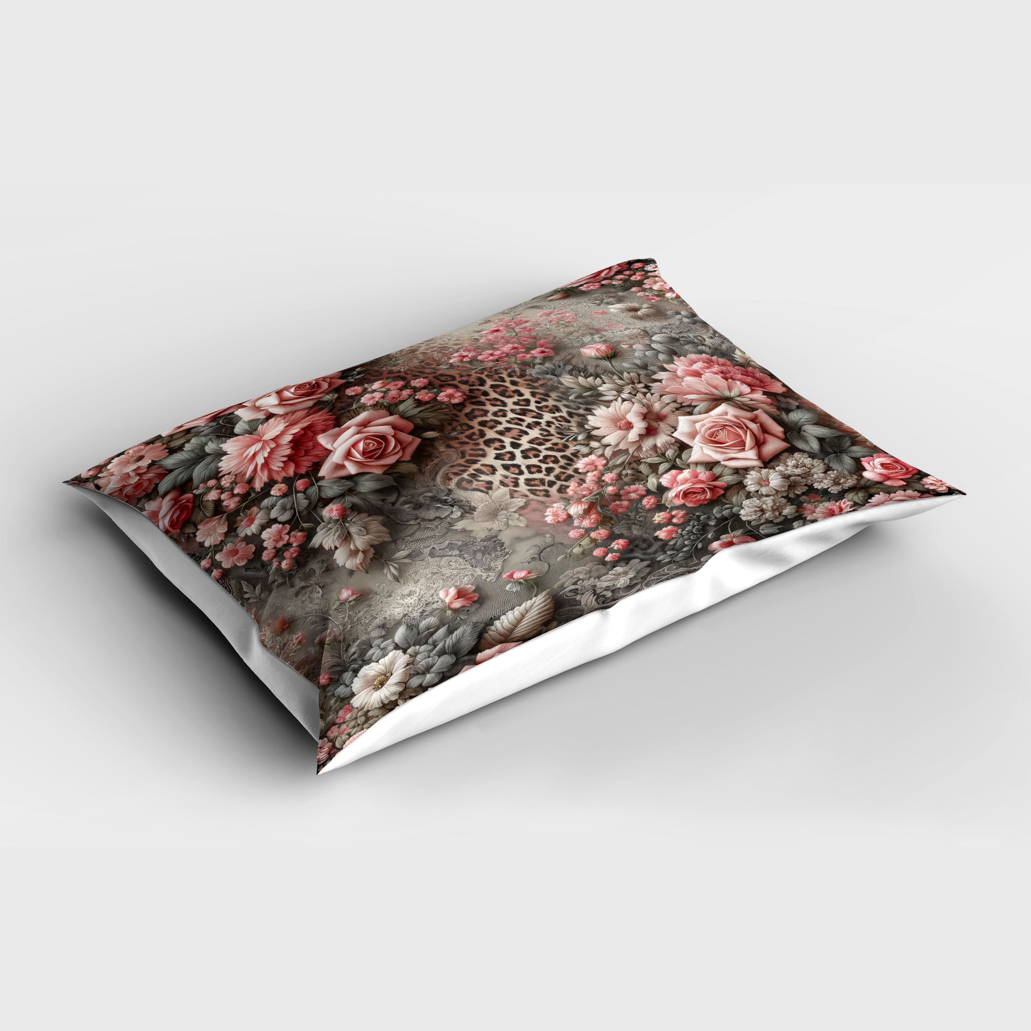 Ambesonne Leopard Print Pillow Sham Medieval Rose Garden Pale Pink ...