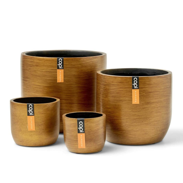 vidaXL Capi 4 Piece Planter Set Lux Retro Gold | Wayfair.co.uk