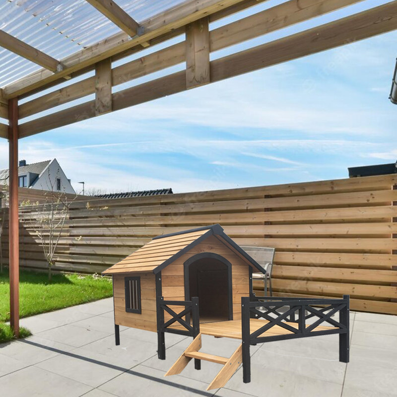 Tucker Murphy Pet™ Dannah Outdoor Brown Wood Dog House, Wooden Dog ...