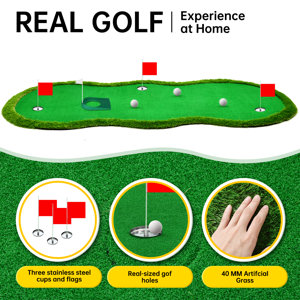 MUKE Indoor & Outdoor Putting Mat with Stainless Steel Cups, Adjustable ...