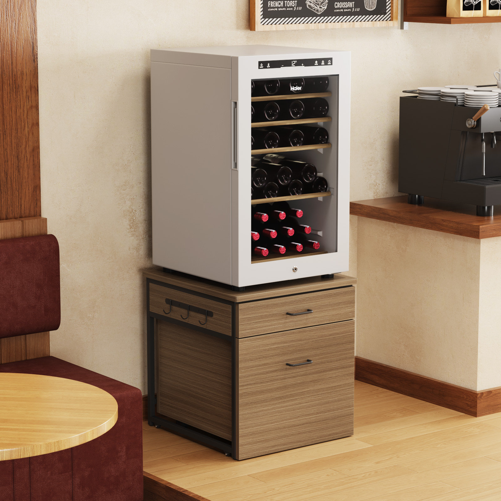 17 Stories Mini Fridge Stand With Storage, and Movable Drawers | Wayfair