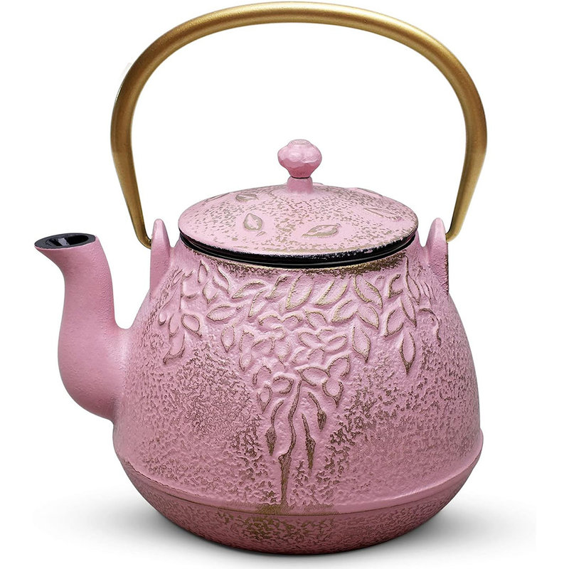 Red Barrel Studio® Pink Tea Kettle, Toptier Japanese Cast Iron Tea ...