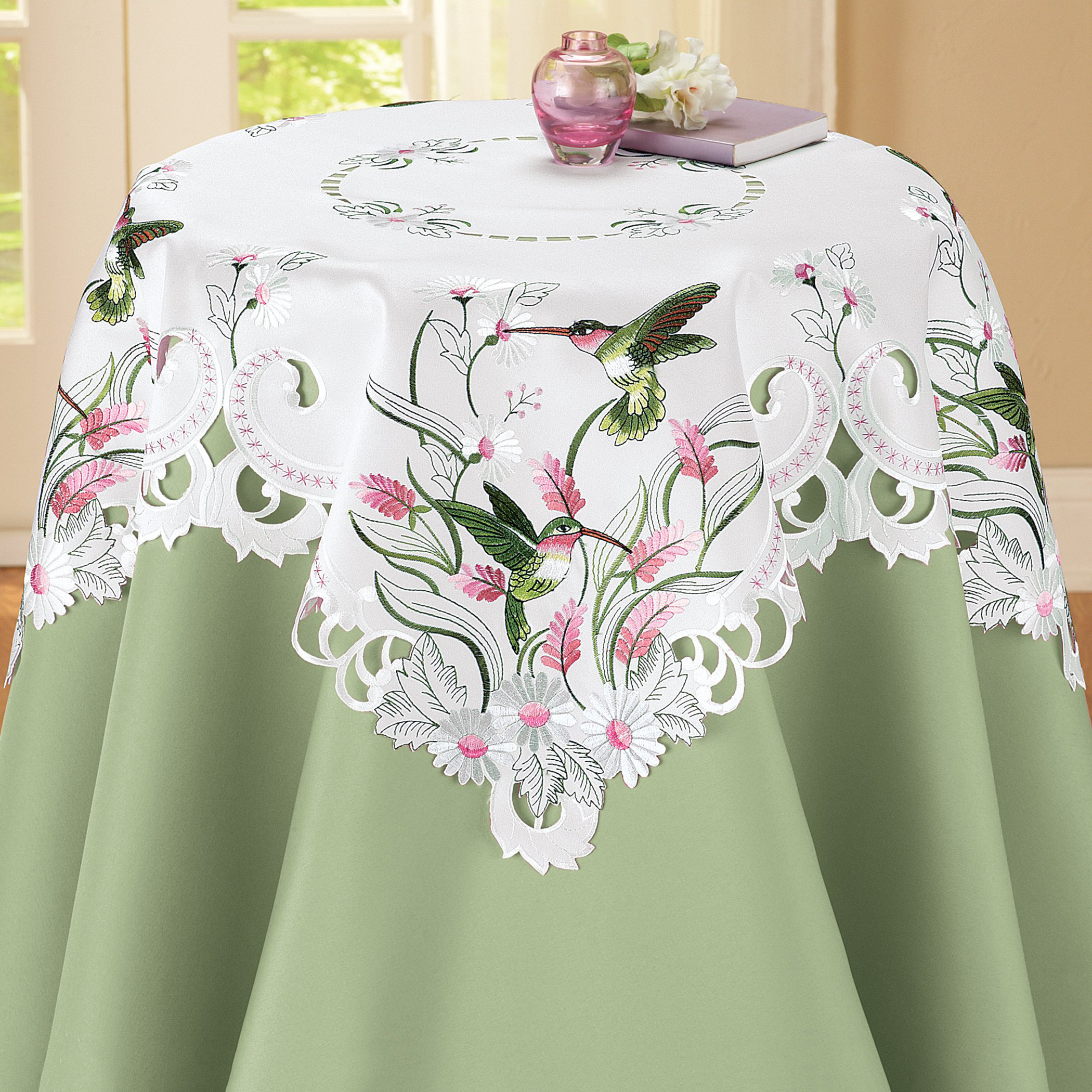 Charlton Home® Ona Floral Square Table Topper | Wayfair