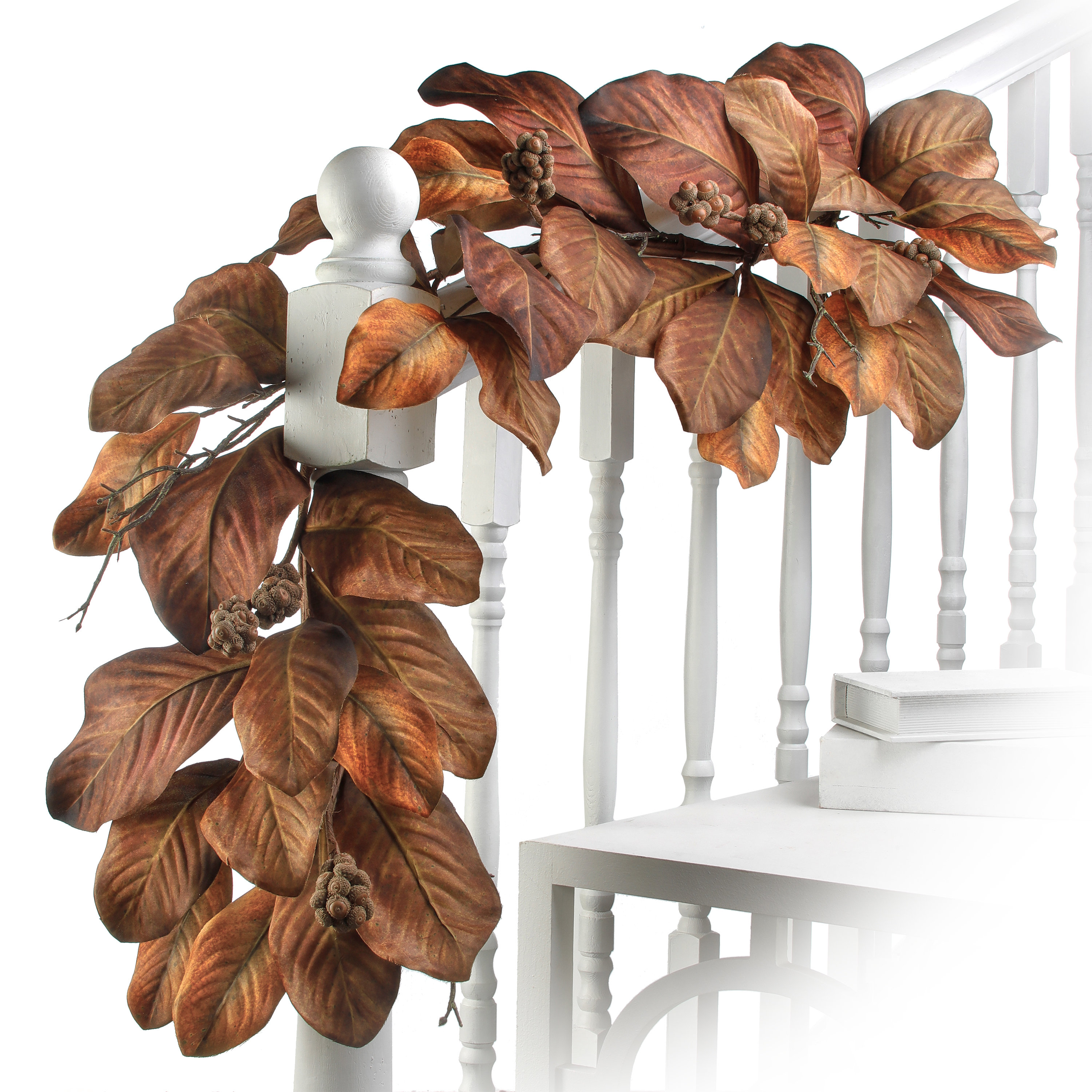 Primrue 4' Harvest Magnolia Garland | Wayfair