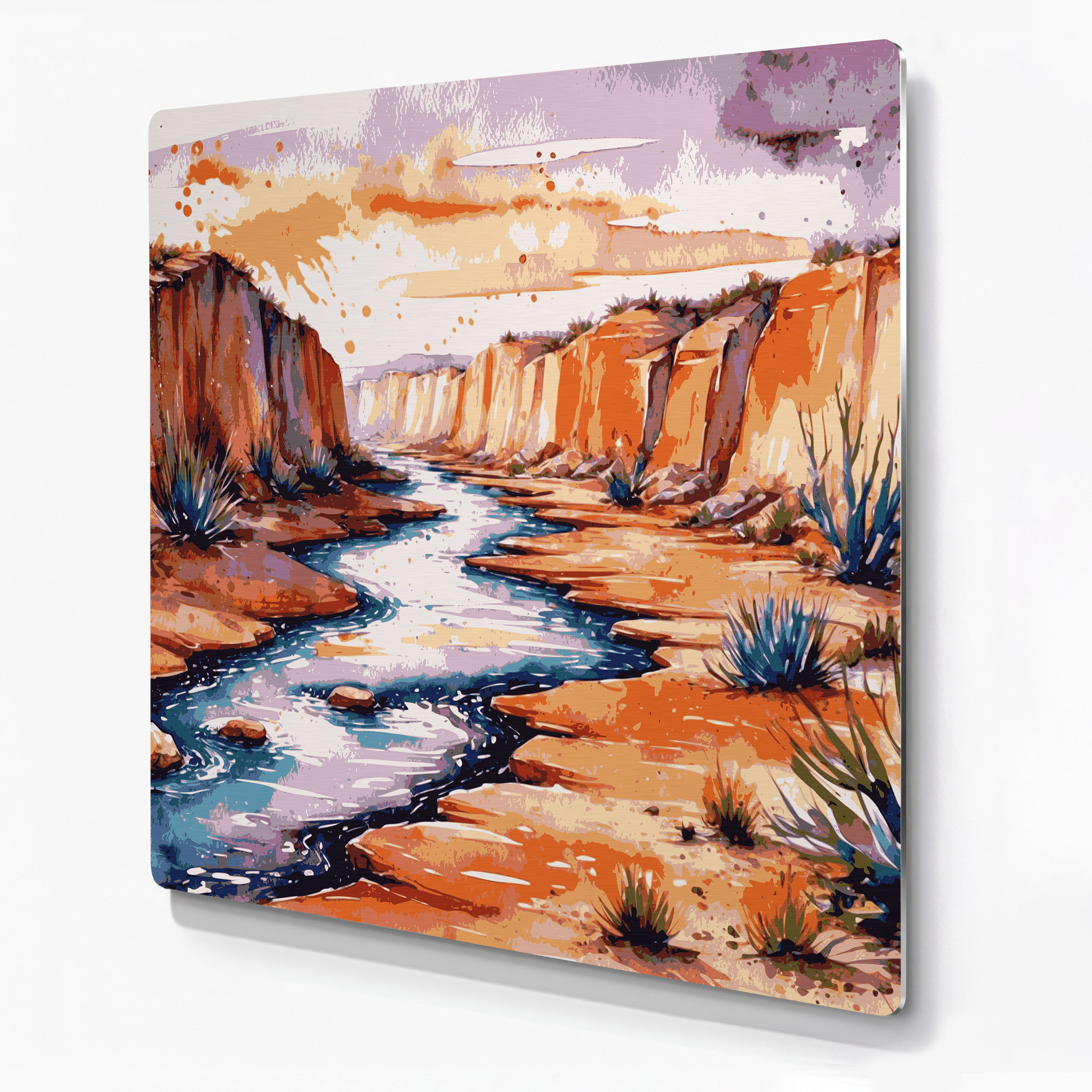 Latitude Run® Southwestern Landscapes Arroyo Stream 96 Beige Metal Wall ...