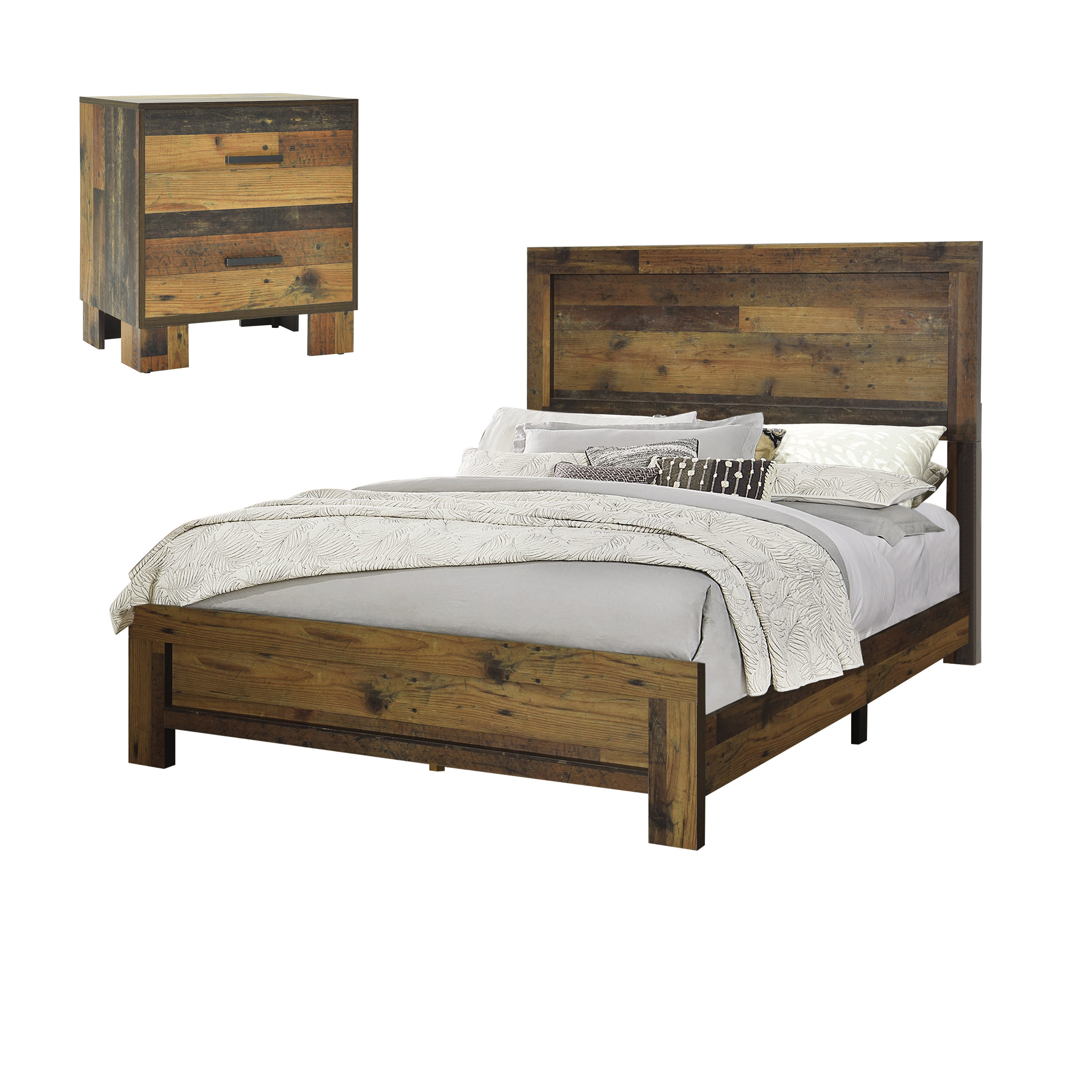 CDecor Home Furnishings Agius Rustic Pine 2-Piece Bedroom Set With ...