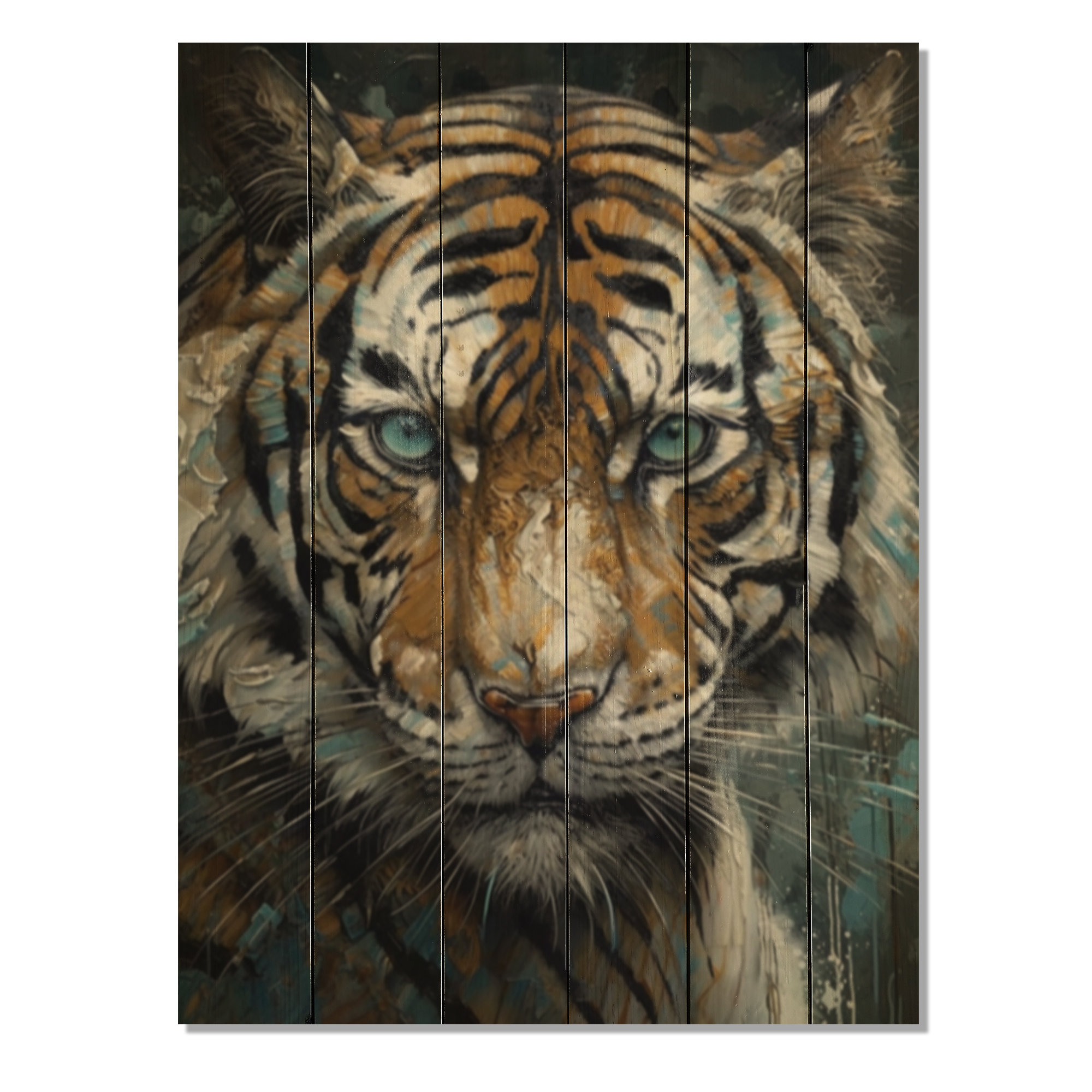 Bungalow Rose Meeah Yellow Tiger Portrait On Wood Print | Wayfair