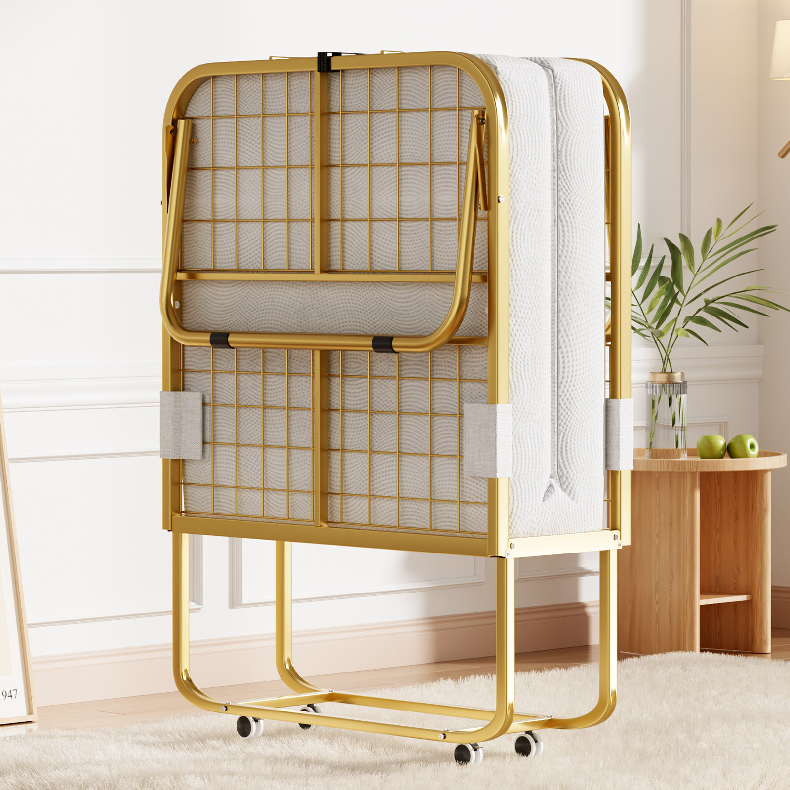 Mercer41 Folding Bed With 4 Inch Memory Foam Mattress, Single Rollaway ...