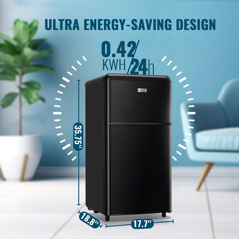 WANAI 3.5 Mini Fridge with Freezer Retro Refrigerator & Reviews | Wayfair