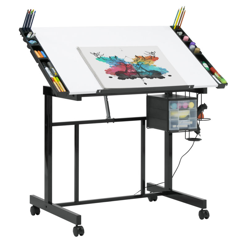 Inbox Zero Crabtree 41'' Deluxe Craft Station, Adjustable Drafting and ...