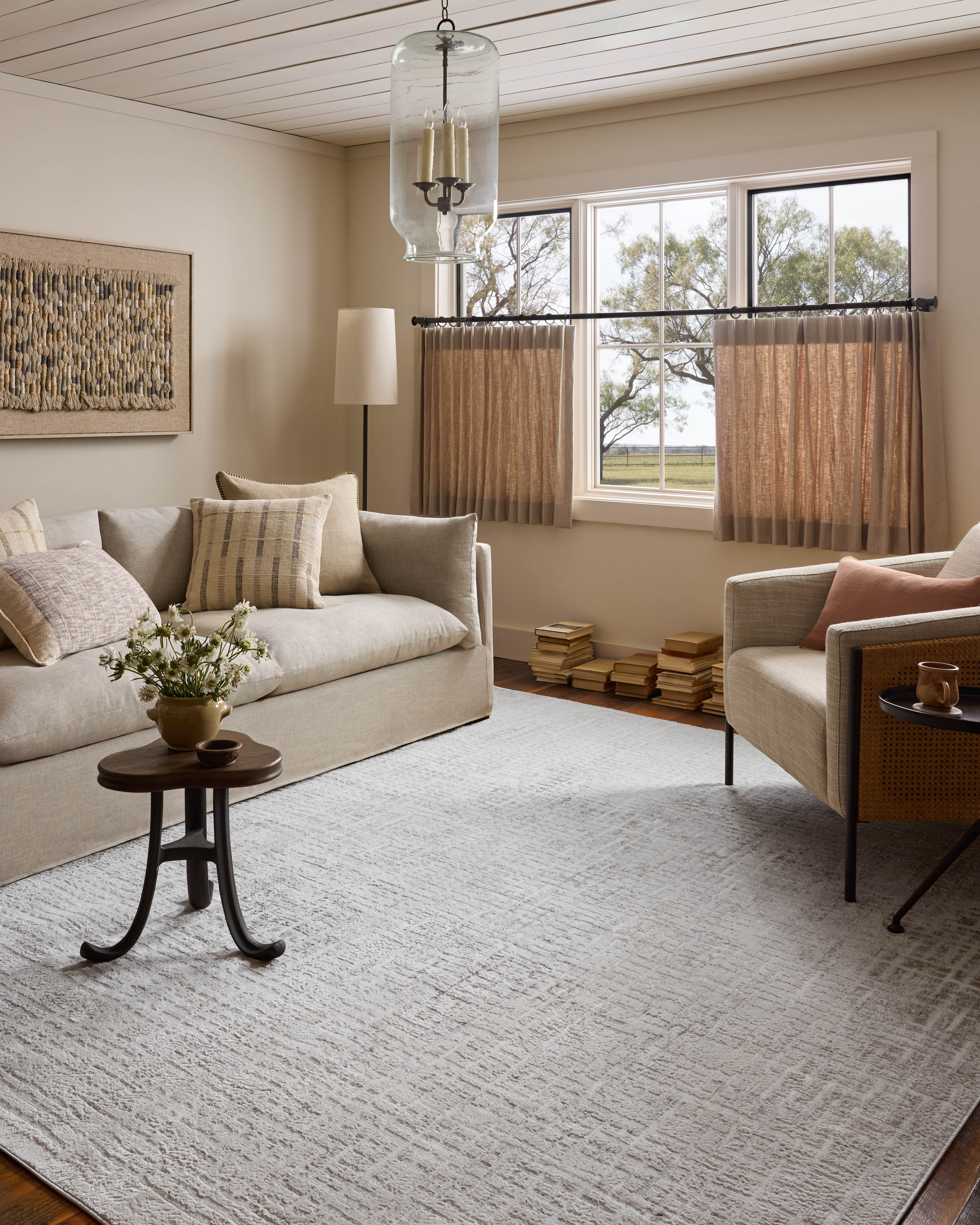 Ebern Designs Kux Ivory / Stone Area Rug | Wayfair