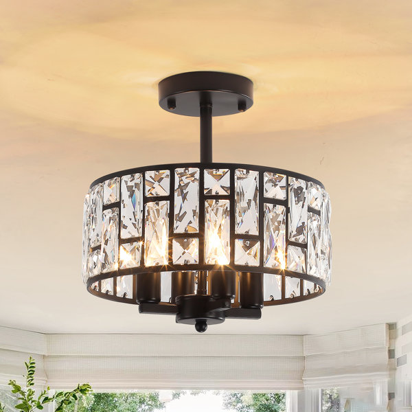 Mercer41 Modern 4 Light Crystal Shade Semi Flush Mount Ceiling Lighting ...