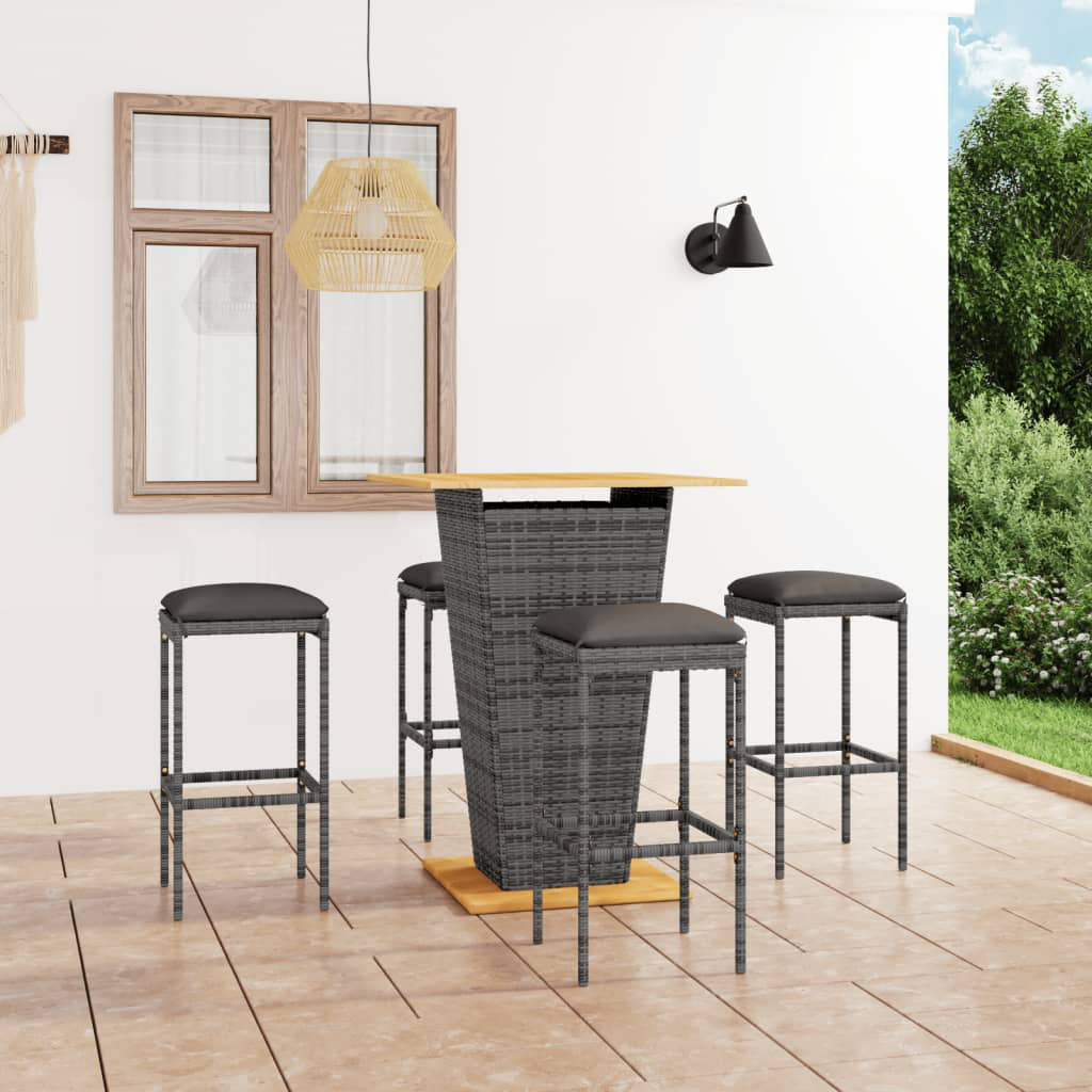 Latitude Run® 5 Piece Patio Bar Set with Cushions Poly Rattan | Wayfair
