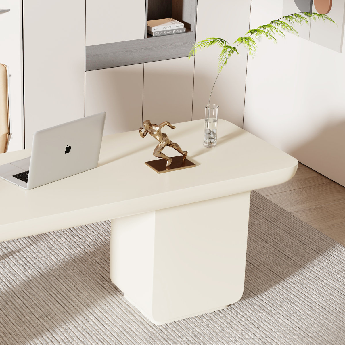 Latitude Run® 70.87" Beige Writing Desk, with 4 Drawers, Retangular ...