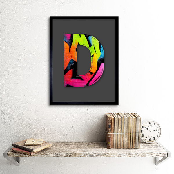 Wee Blue Coo Letter D Fluorescent Abstract Decorative Graffiti - Single ...