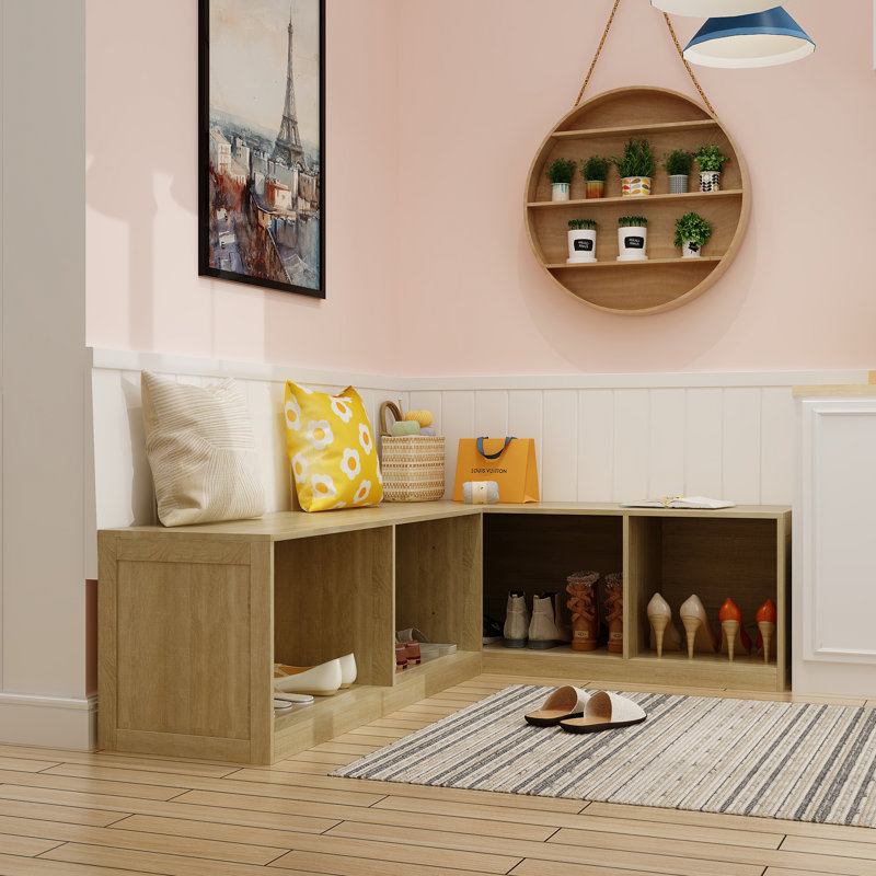 Rosalind Wheeler Corner Storage Bench With Shoe Rack | Wayfair