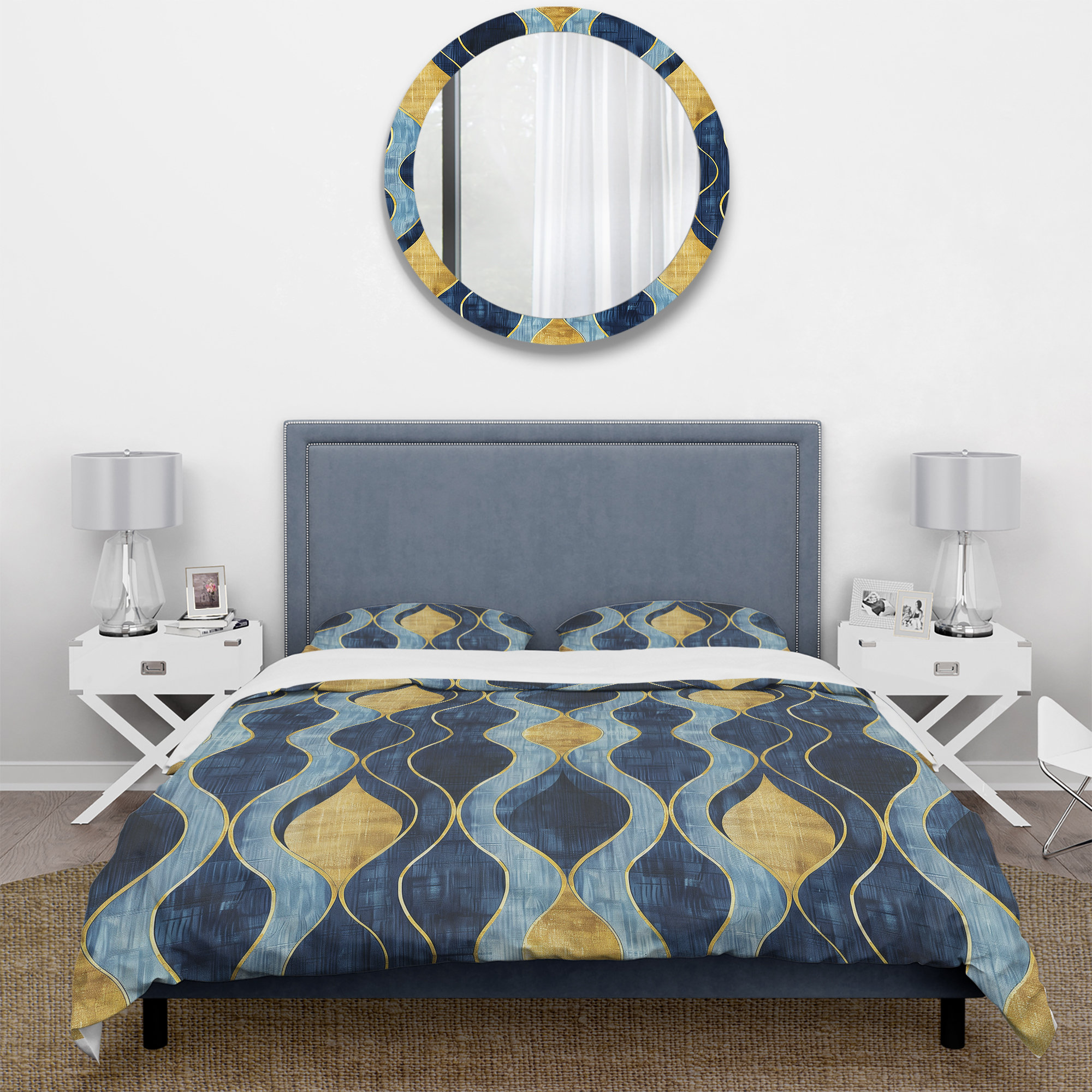 Design Art Blue Ogee Patterns XI - Midcentury Duvet Cover Set | Wayfair