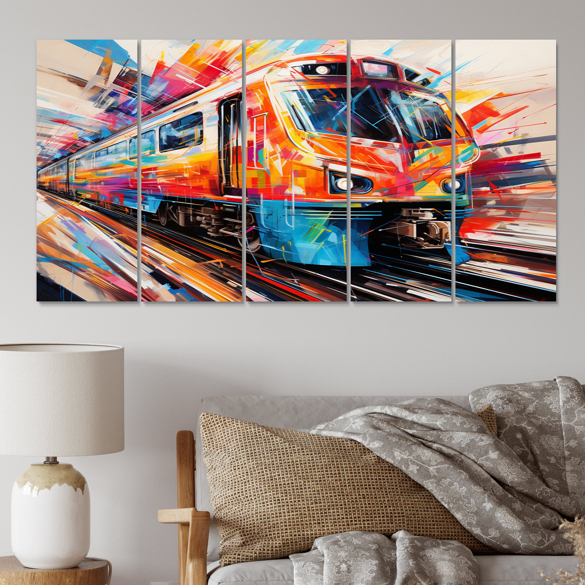 Williston Forge Train Fusion Of Lines - Transportation Canvas Print - 5 ...